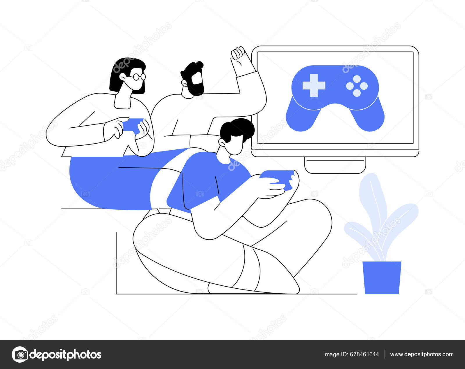 Video Gaming Lounge Isolated Cartoon Vector Illustrations Happy ...