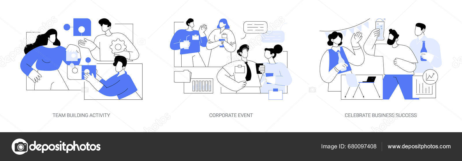 Teamwork Activities Isolated Cartoon Vector Illustrations Set Team ...