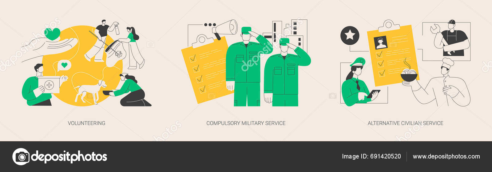 Community Service Abstract Concept Vector Illustration Set Volunteering ...
