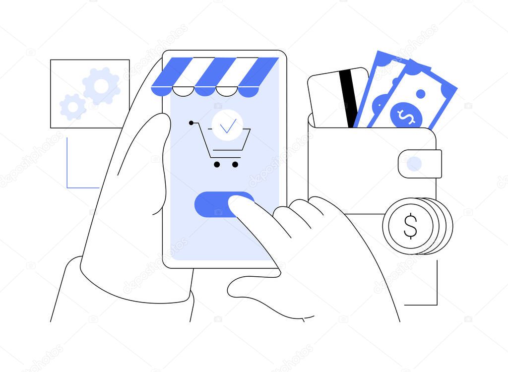 Making payments online isolated cartoon vector illustrations. Mans ...