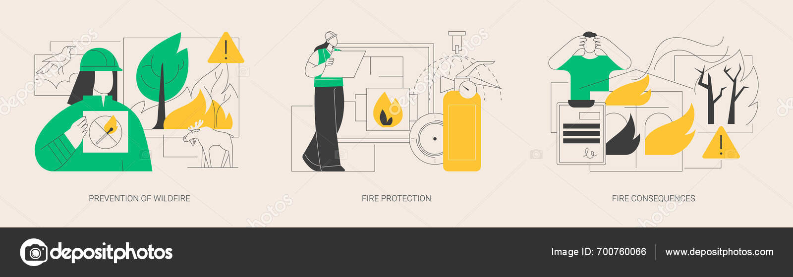 Firefighting Service Abstract Concept Vector Illustration Set ...
