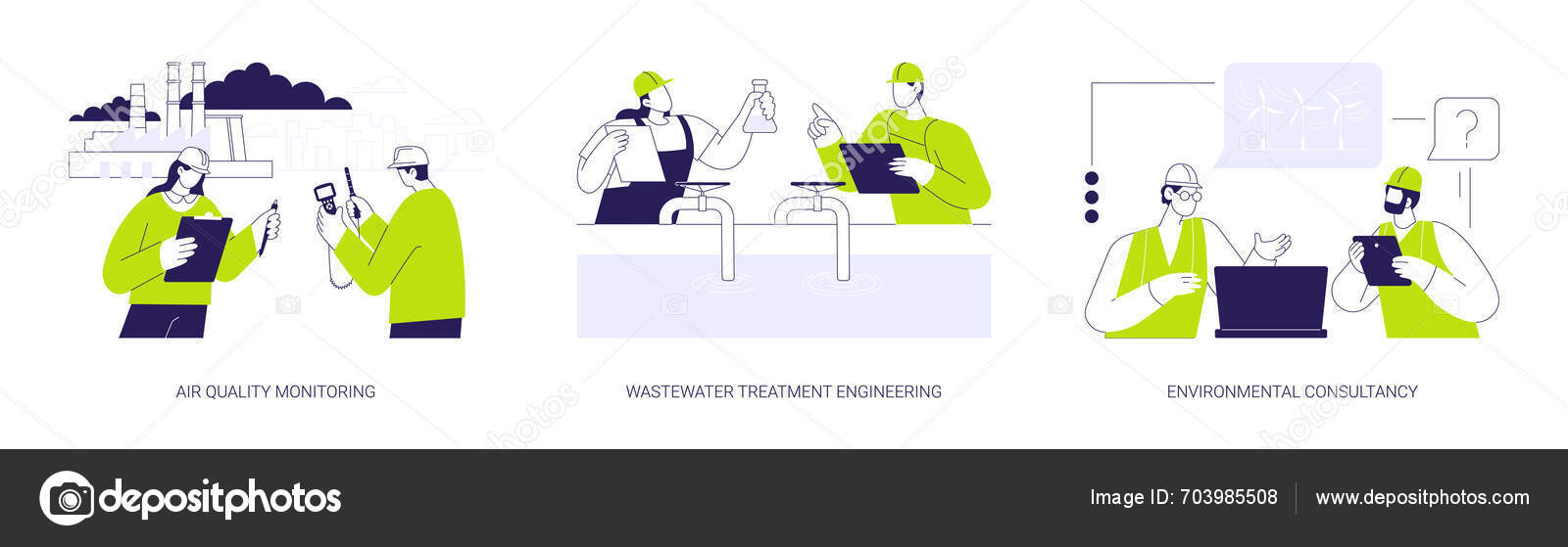 Environmental Engineer Abstract Concept Vector Illustration Set Air ...