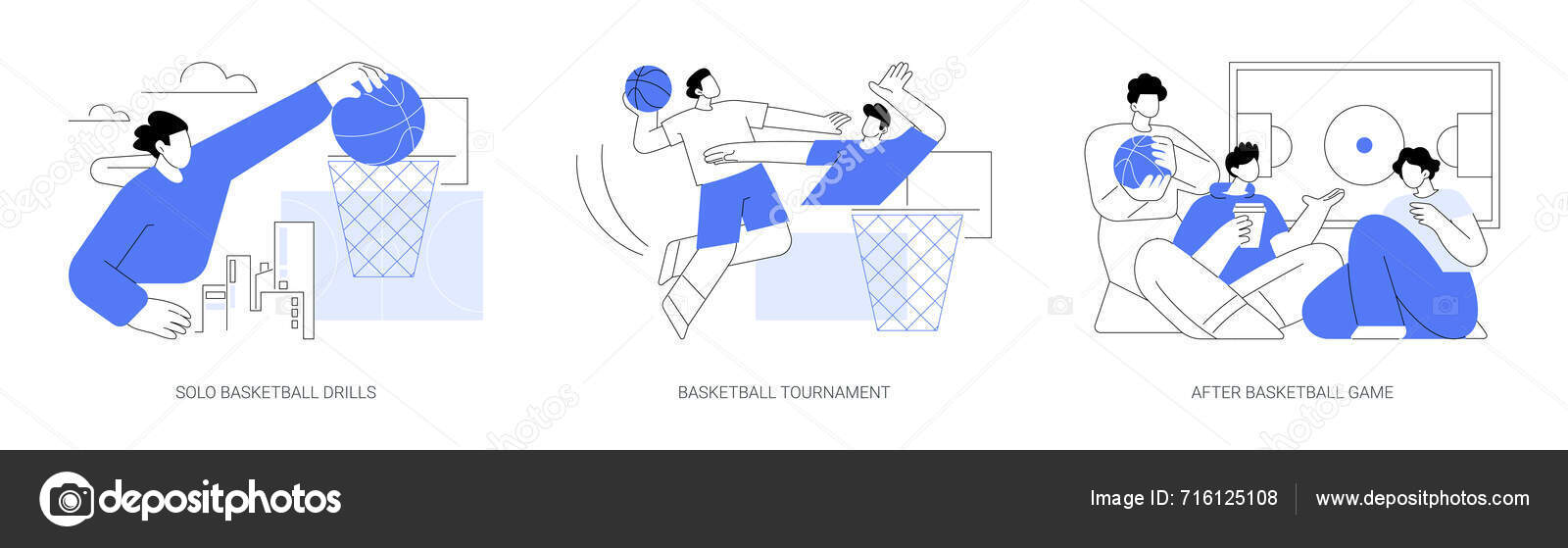 Basketball Isolated Cartoon Vector Illustrations Set Athlete Throw Ball ...