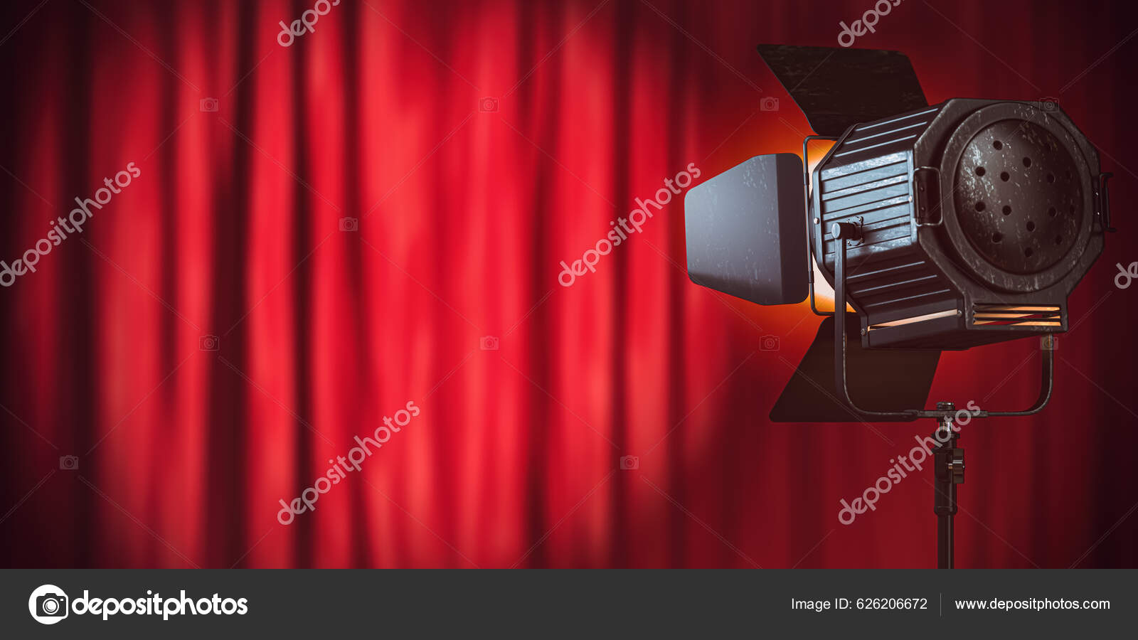 Proyector Escenario Estudio Sobre Fondo Cortina Roja Equipos ...