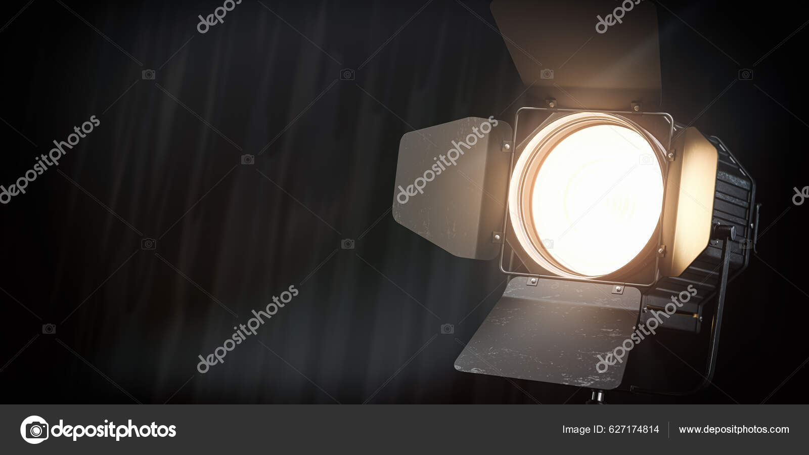 Proyector Escenario Estudio Sobre Fondo Cortina Negro Equipos ...