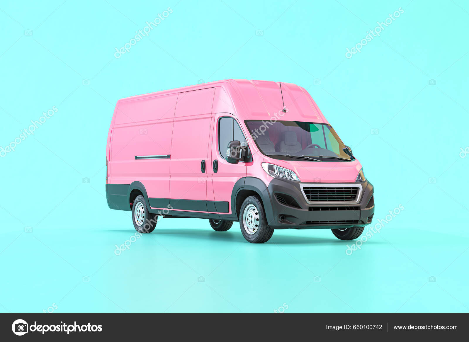 Pink Delivery Van Blue Background Illustration Stock Photo by ...