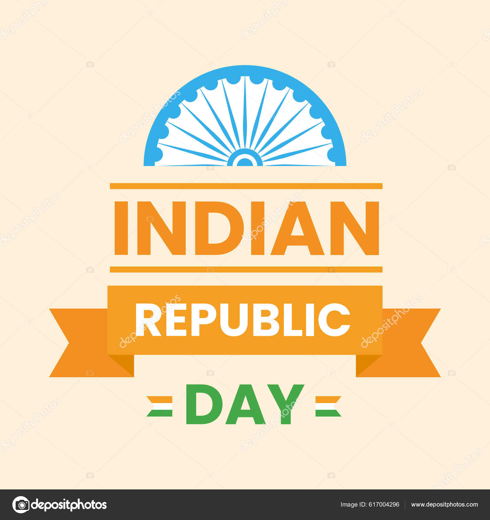 Creative Indian Republic Day Font Text Half Ashoka Wheel Peach Stock ...