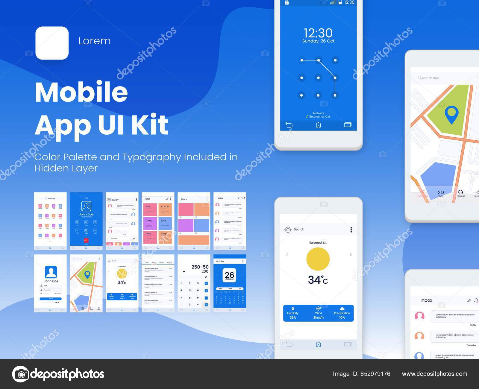 Interfaz Usuario Wireframe Diseño Interfaz Gráfica Con Diferentes ...