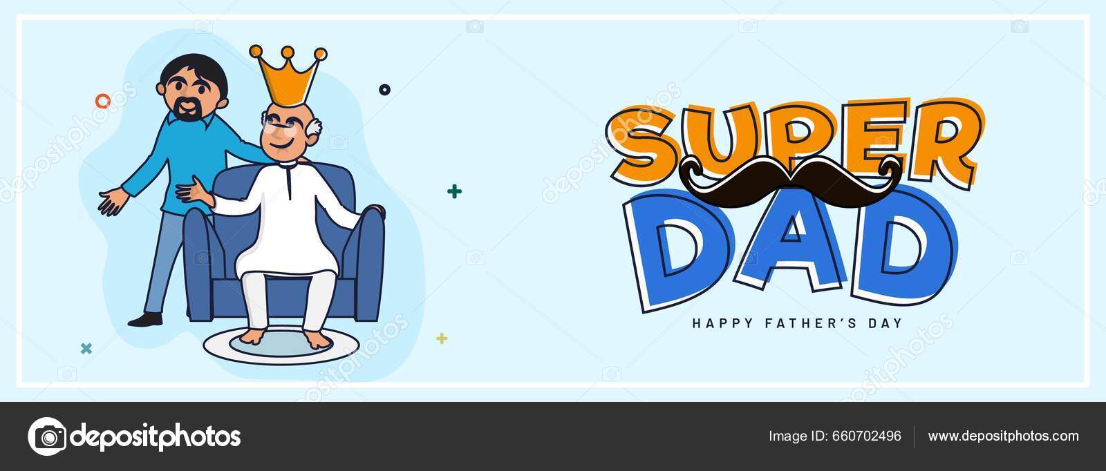Super Dad Award Presentando Banner Header Design Con Smiling Son Vector ...