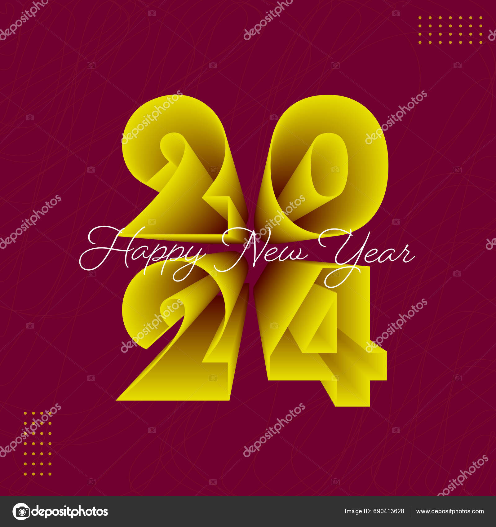 Blend Effect Yellow Text 2024 Claret Background Happy New Year Stock ...