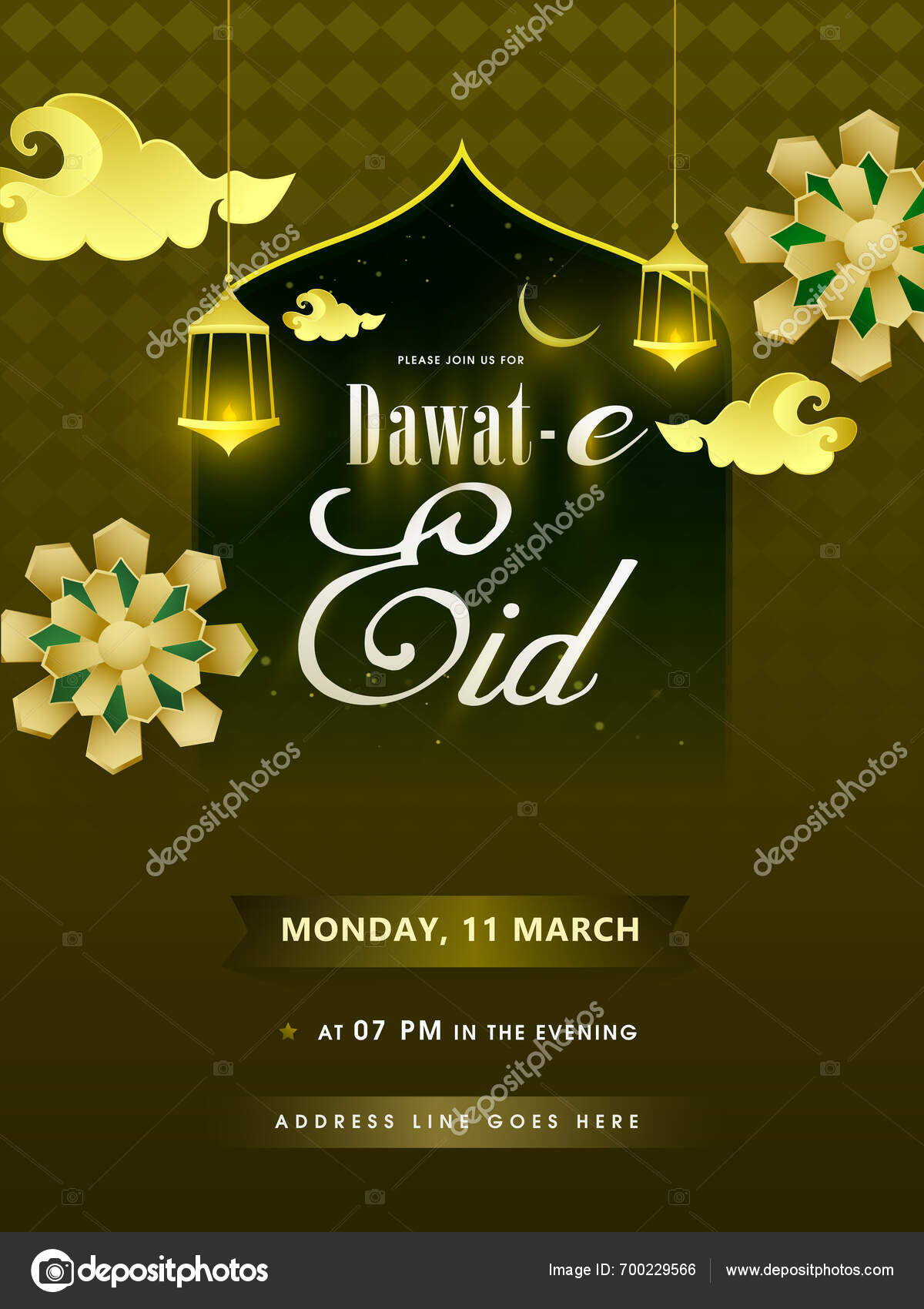 Tarjeta Invitación Para Fiesta Dawat Eid Diseño Plantilla Folleto Con ...