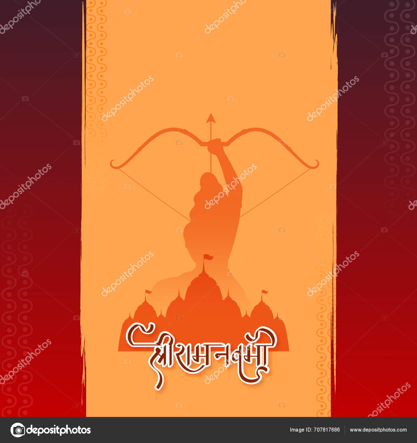 Shri Ram Navami Ulang Tahun Dewa Rama Perayaan Kartu Ucapan Vektor Stok ...