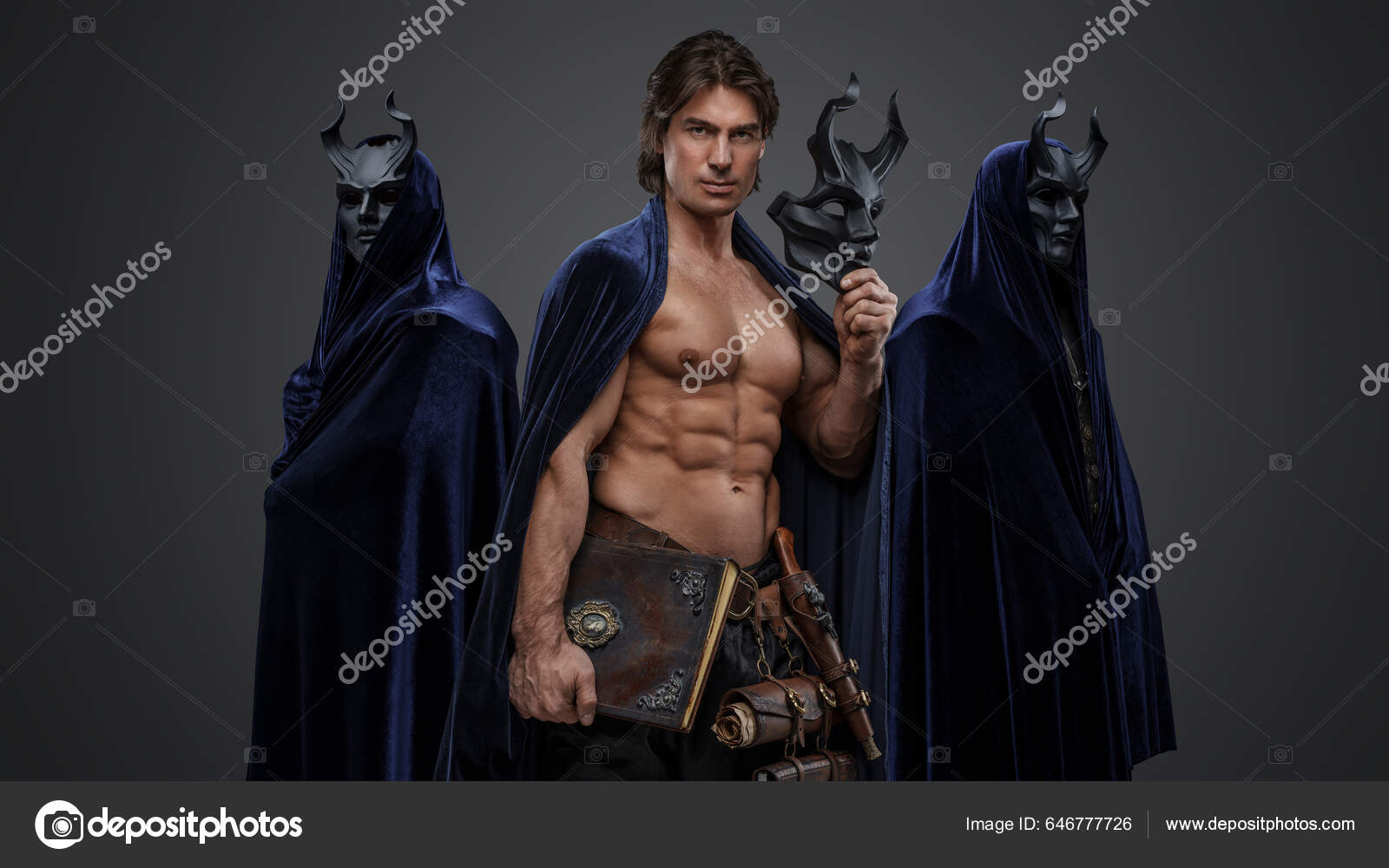 Studio Shot Mystic Cult Three Prayers Setting Dark Fantasy Stock Photo ...