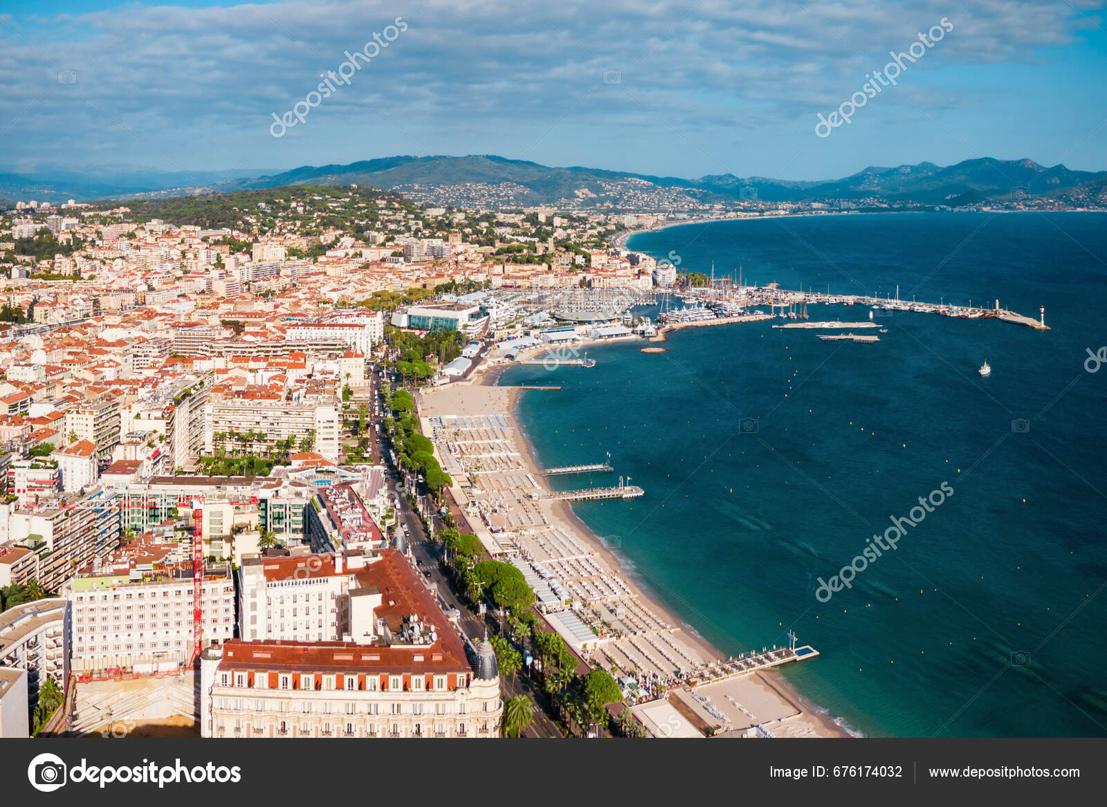 Cannes Beach Aerial Panoramic View Cannes City Located French Riviera ...