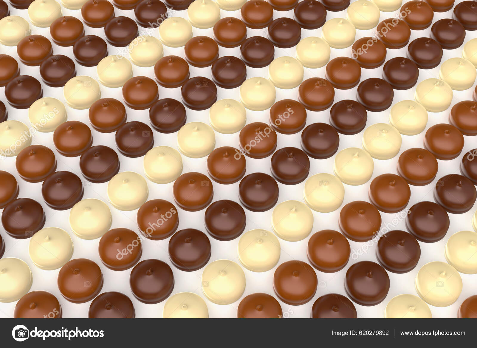 Many Rows Different Chocolate Coated Marshmallows Stock Photo by ...