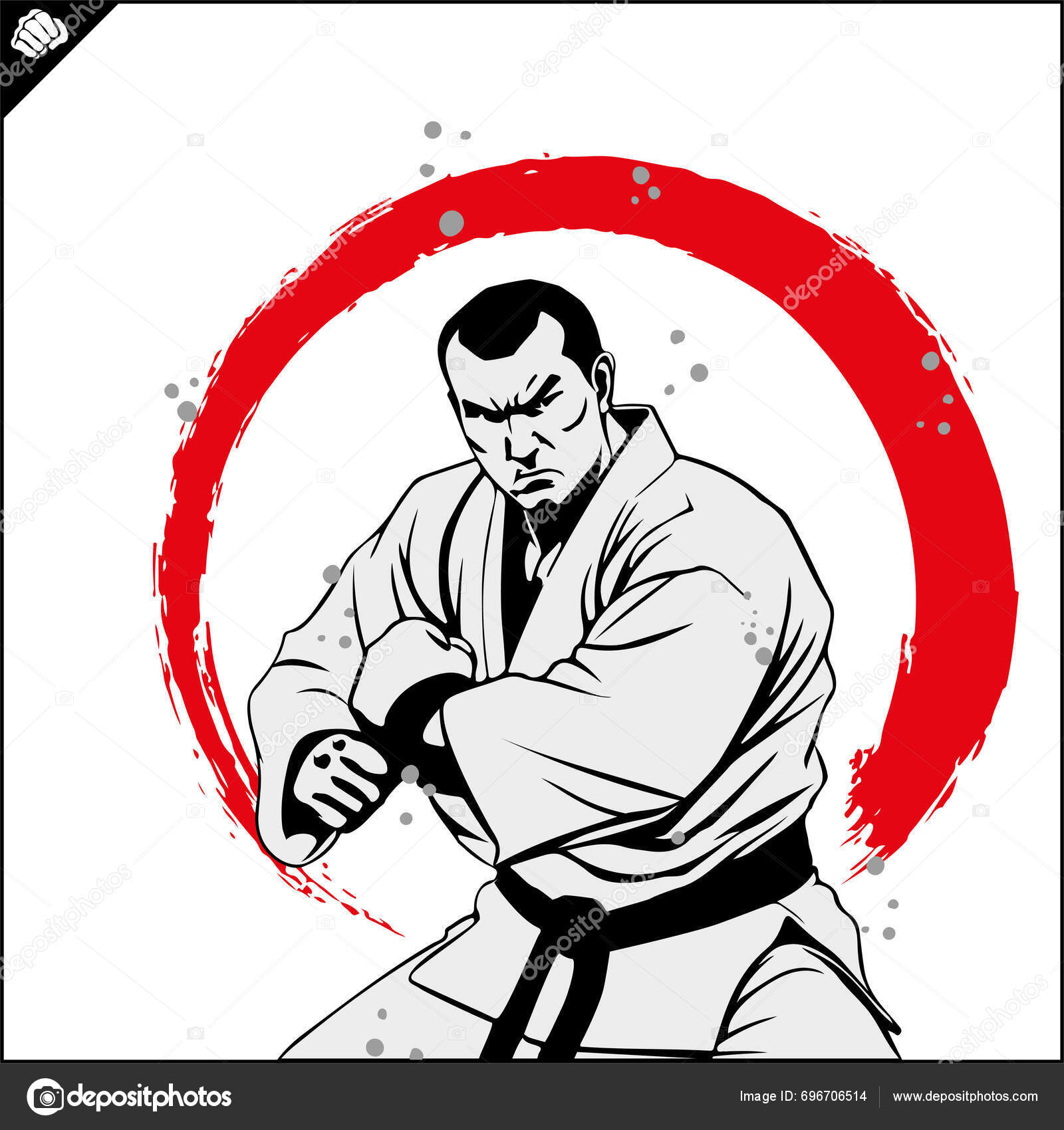 Karate Fighter Logo Kyokushin Karate Creative Design Emblem Stock ...