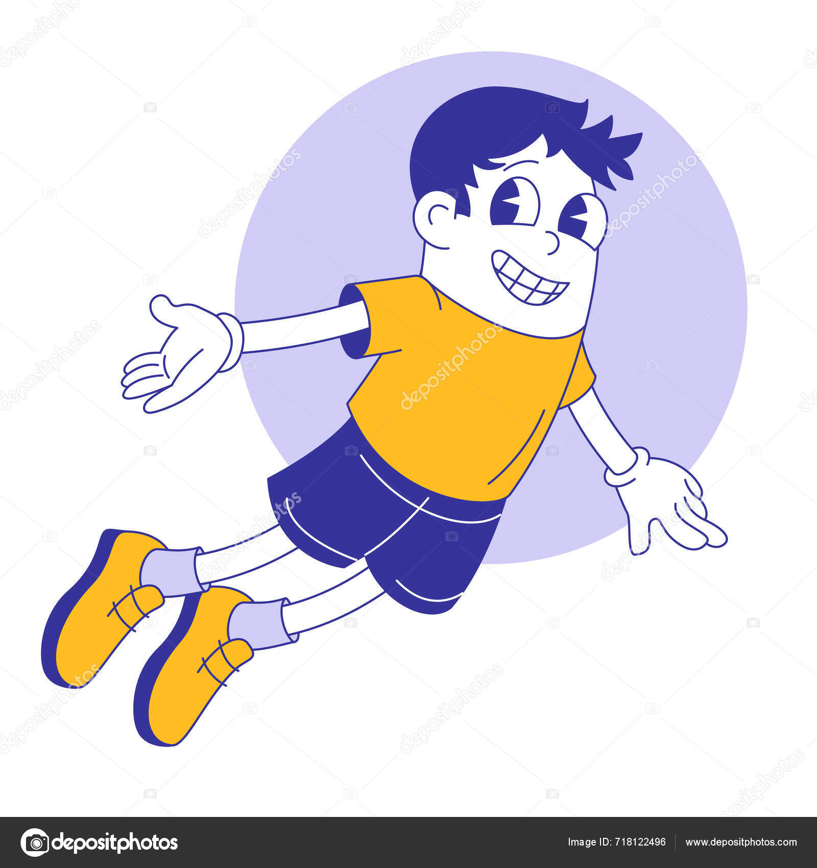 Cartoon Happy Man Flying Character Cute Retro Groovy Hippie ...