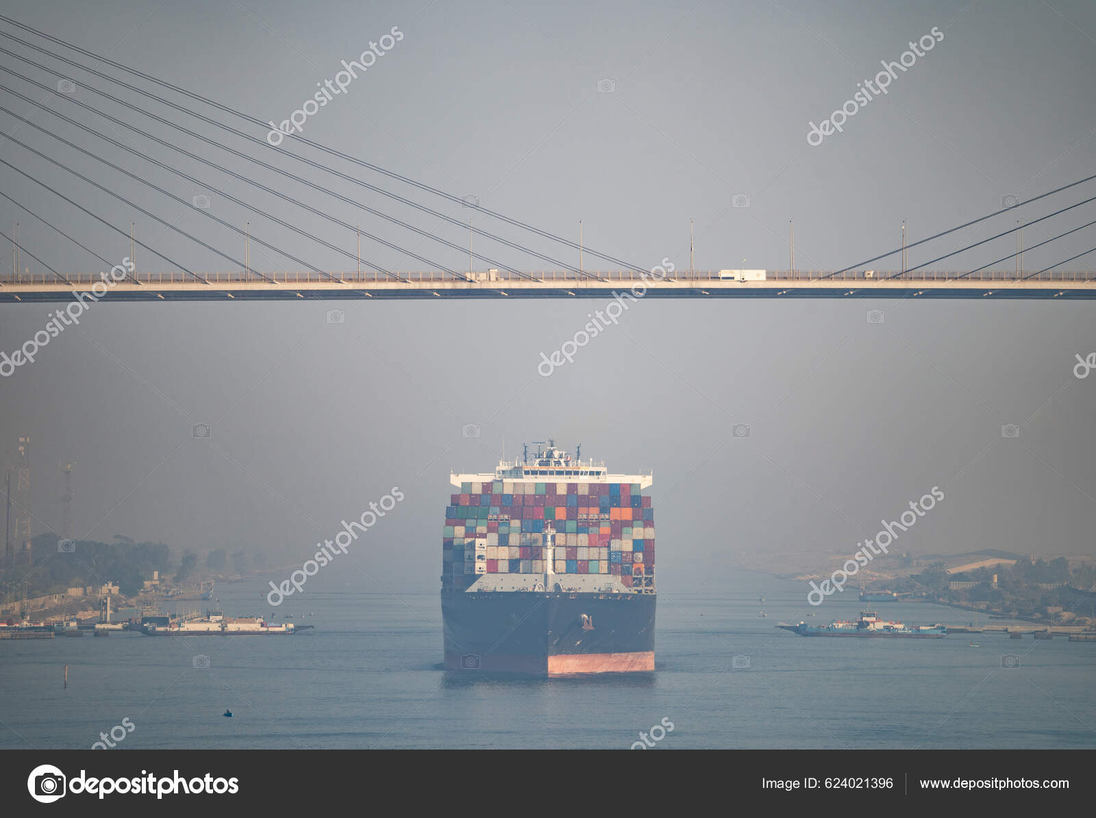 Huge Cargo Ships Salam Bridge Navigate Suez Canal Concept Transportation Stock Photo by ©butoc ...