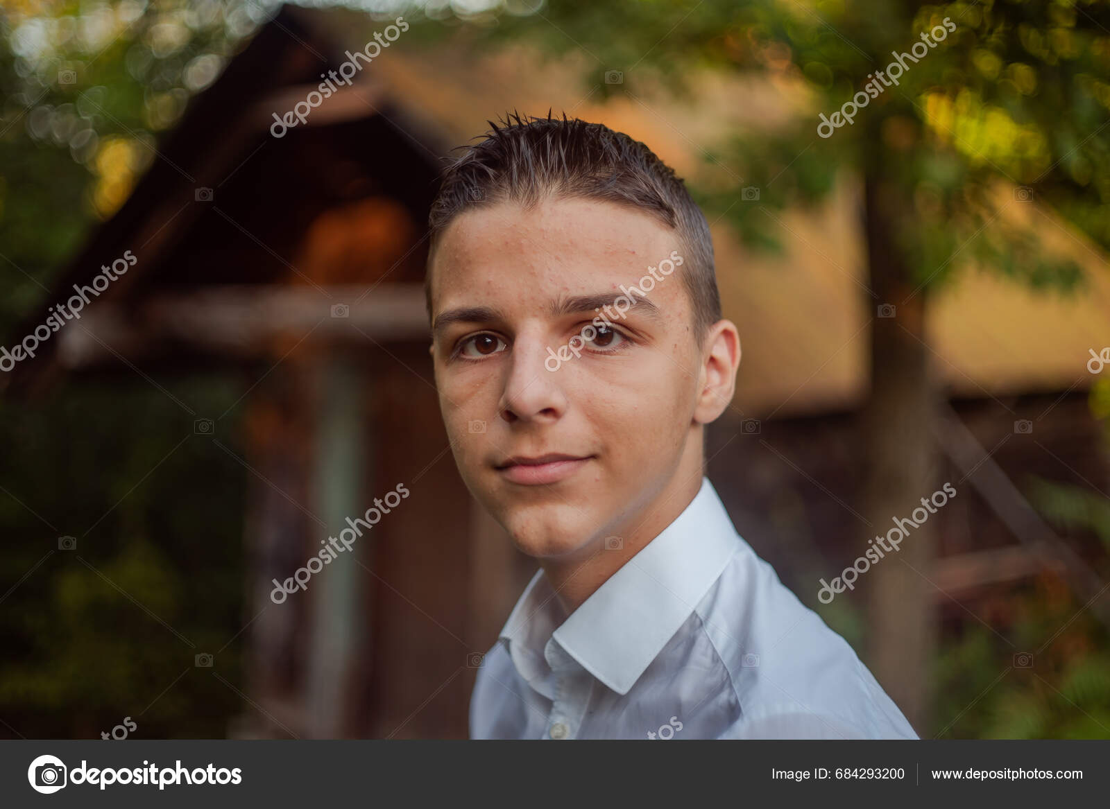 Cute Little Curious Boy Green Nature Waiting Magic Inquisitive ...