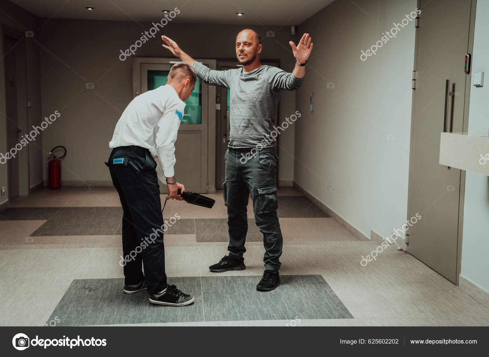 Security Guard Making Body Searching Procedure Man Finding Hidden ...