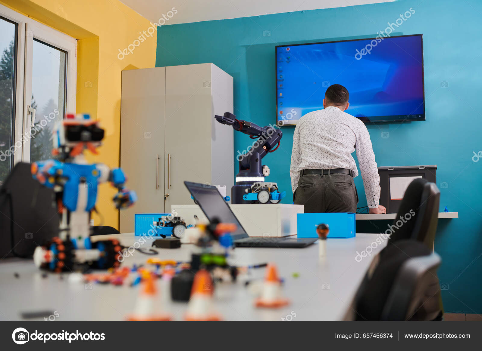 Student Testing His New Invention Robotic Arm Laboratory Showcasing ...