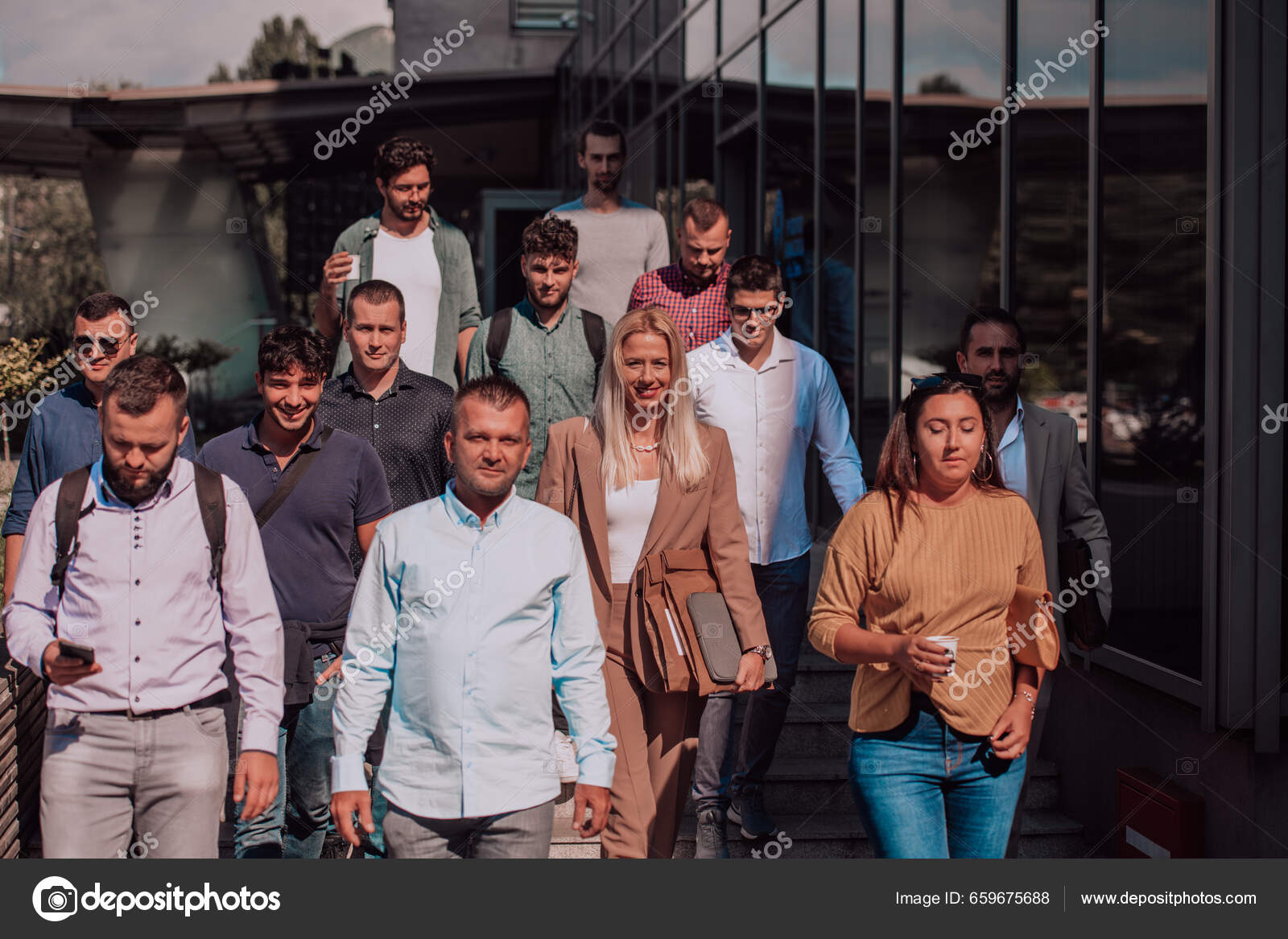 Diverse Group Businessmen Colleagues Walking Together Workplace ...