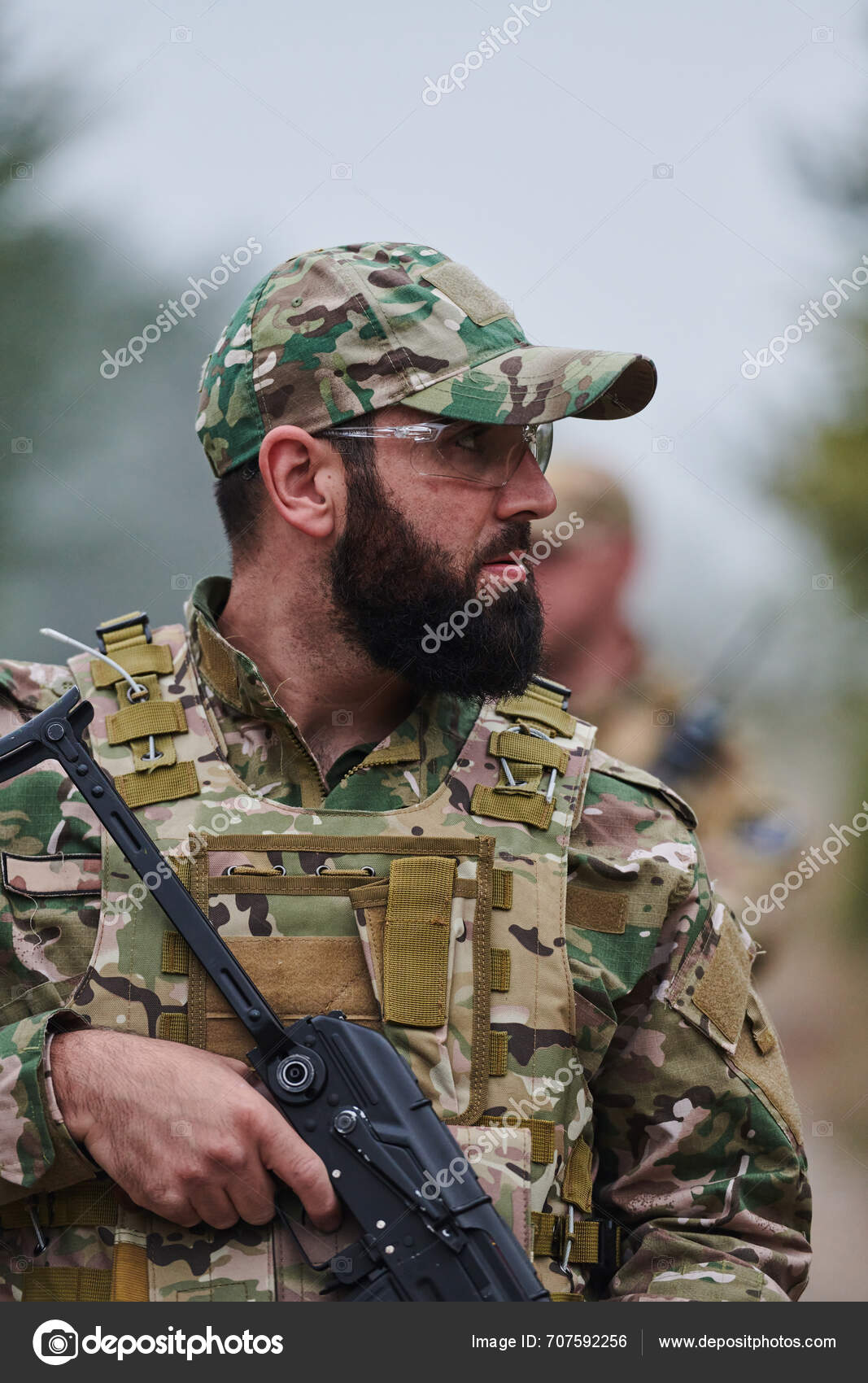 Elite Soldier Exudes Focused Determination Readiness Geared Perilous ...