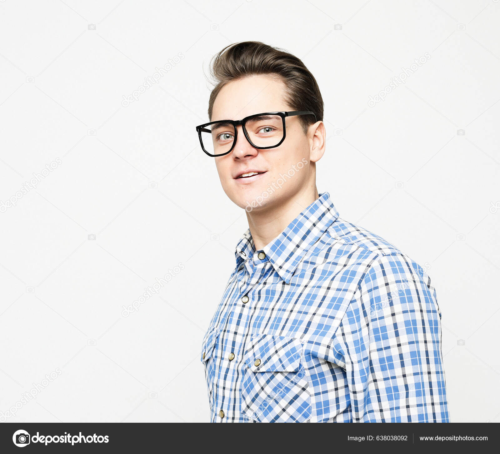 Portrait Smart Young Man Wearing Casual Standing White Background ...