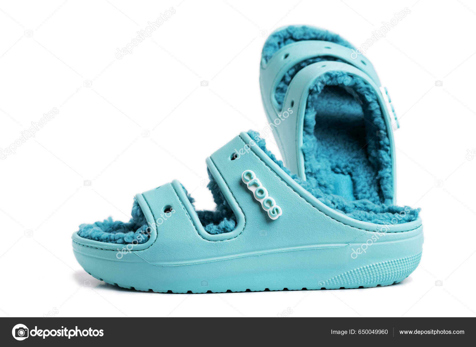 Close Blue Crocs Sandals Isolated White Background – Stock Editorial ...