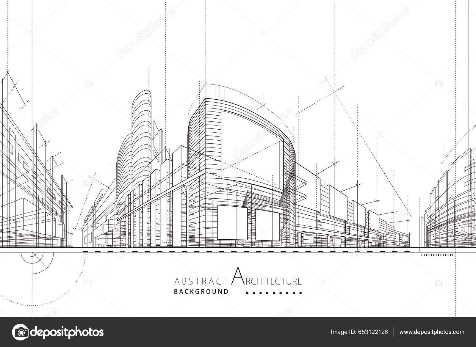 Ilustrație Abstract Modern Peisaj Urban Linie Desen Arhitectură ...