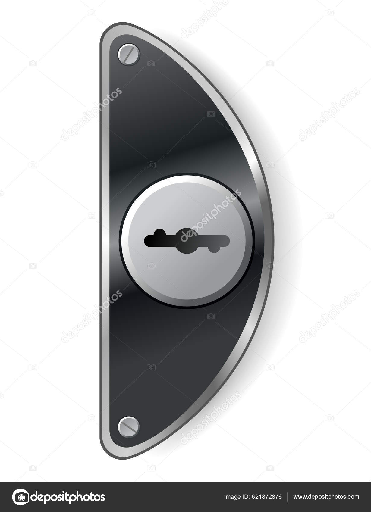 Metal Steel Secure Keyhole Element Door Locks Template Realistic Silver ...