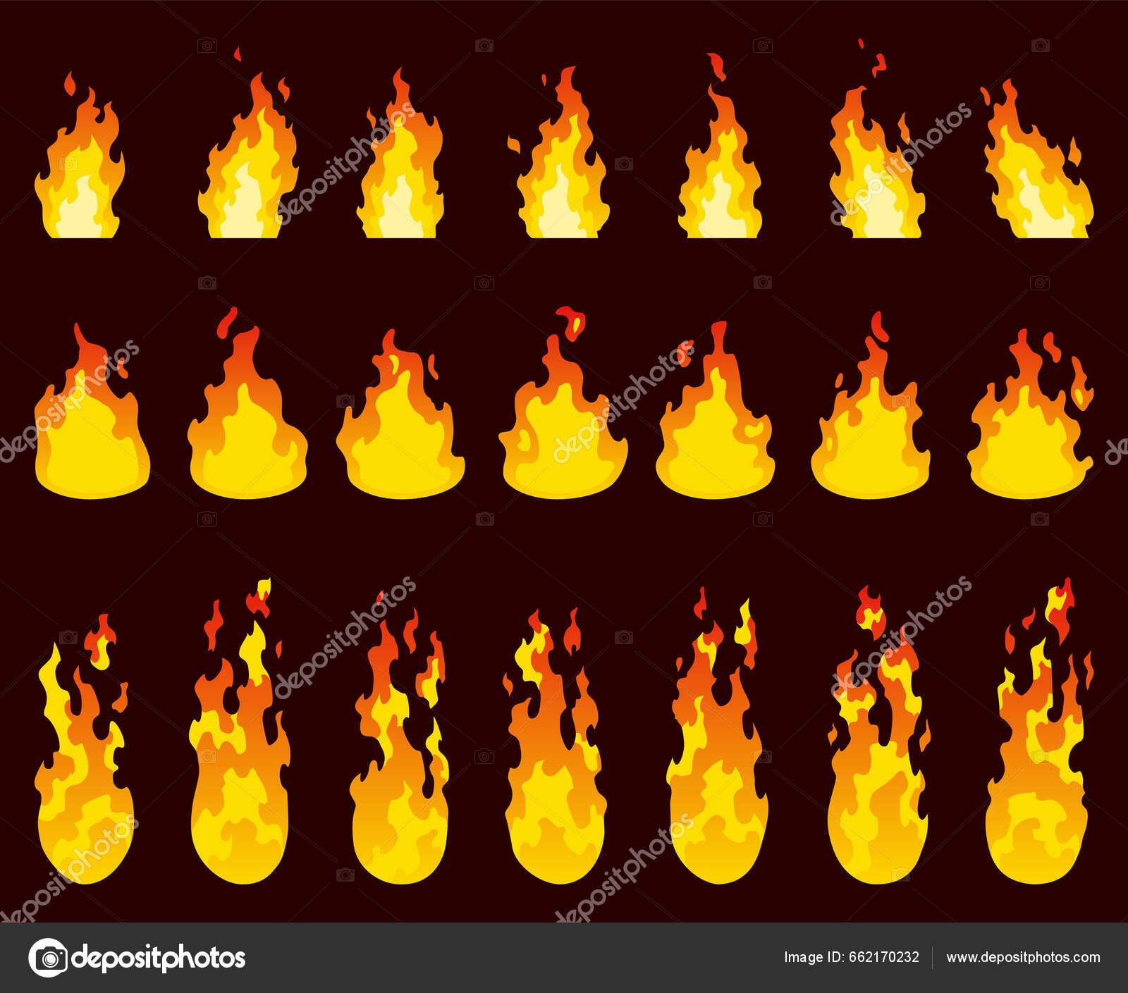 Fire Animation Sprites Flames Vector Set Stock Vector Royalty Free💅 Descubra As Melhores Dicas
