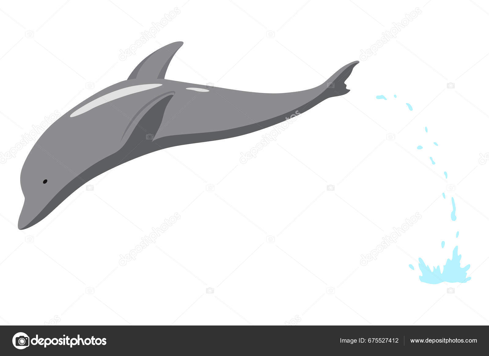 Dolphin Jumping Out Water Animation Element Illustration Dolphin ...