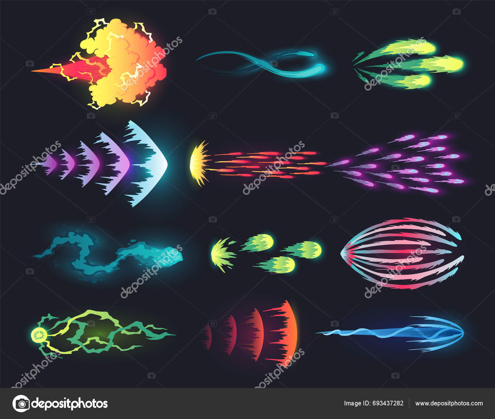 Rayo Láser Dibujos Animados Rayos Alienígenas Armas Combate Efecto ...