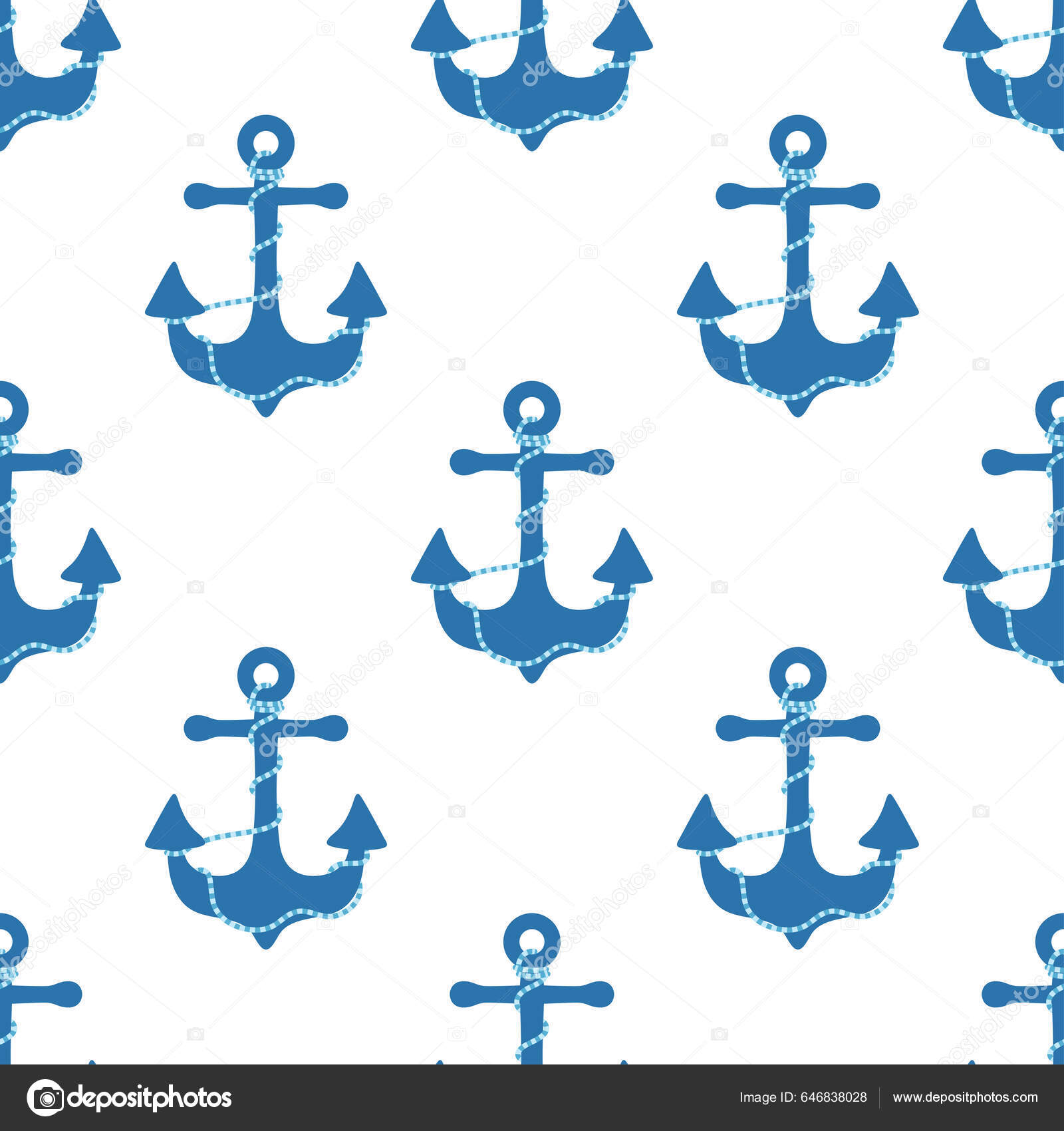 Cute Anchor Wallpaper Seamless Pattern With Anchor, Rudder And