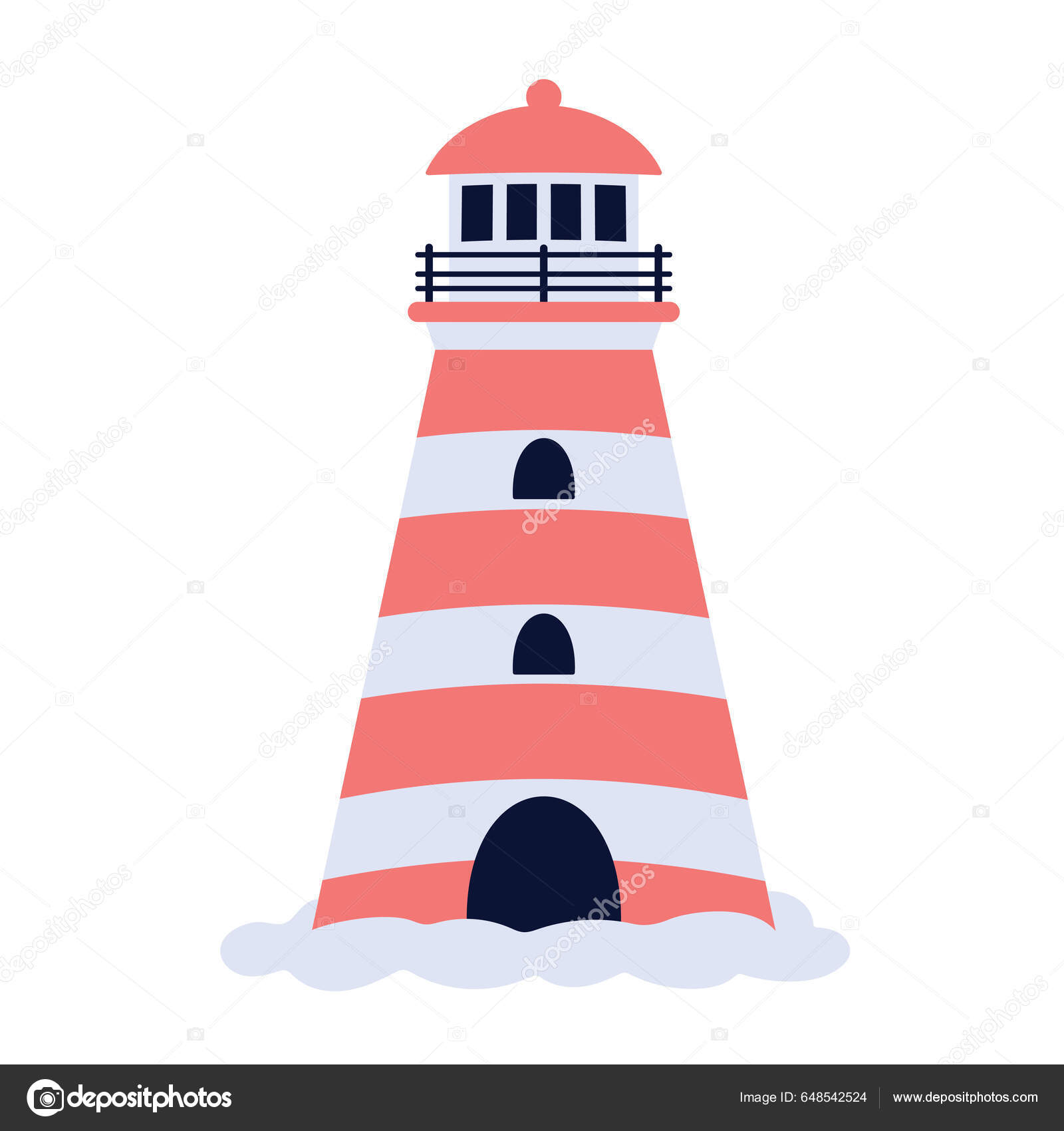 Ilustración Vectorial Faro Dibujos Animados Aislado Sobre Fondo Blanco ...