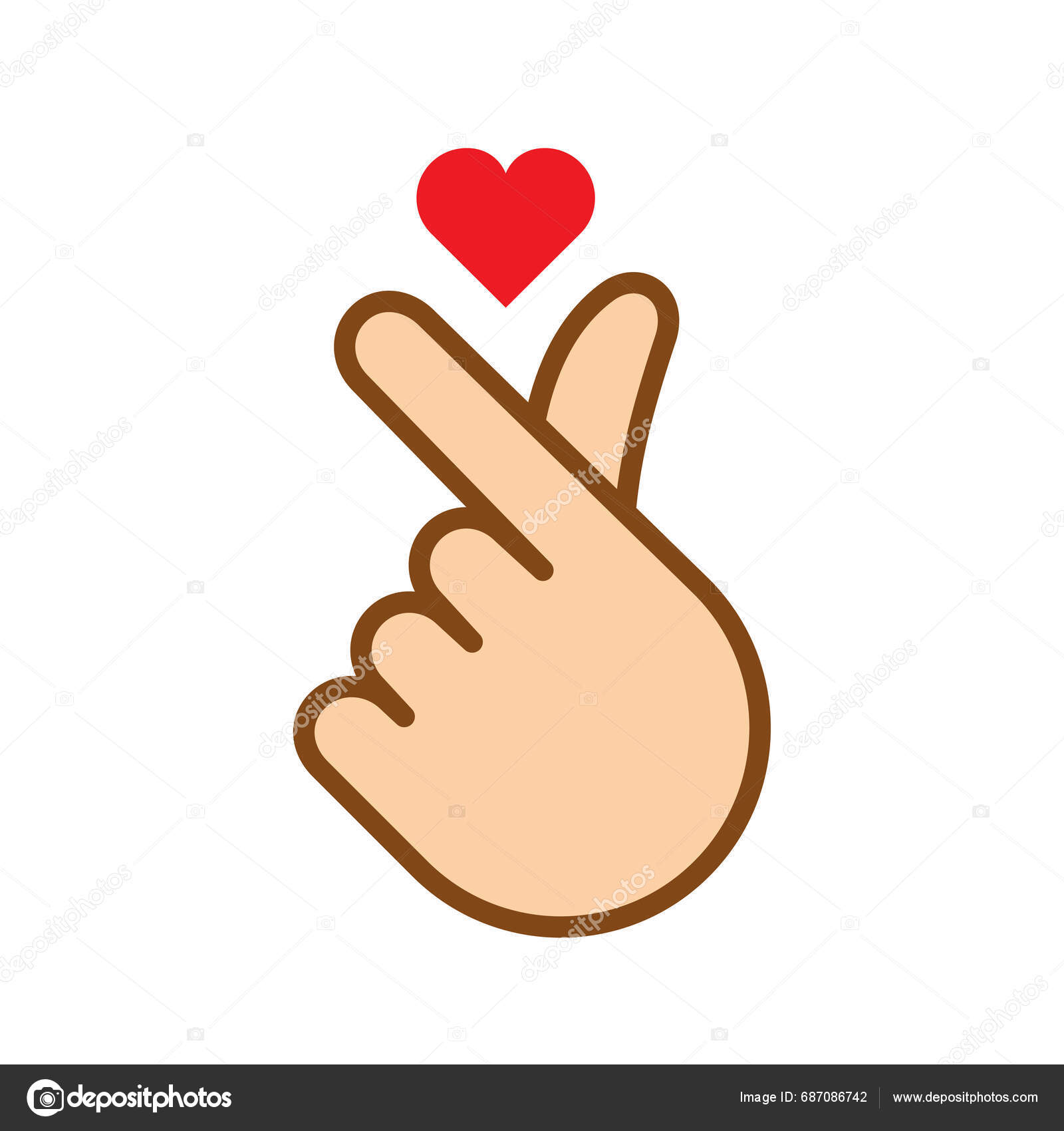 Korean Symbol Hand Heart Message Love Hand Gesture Vector Illustration ...
