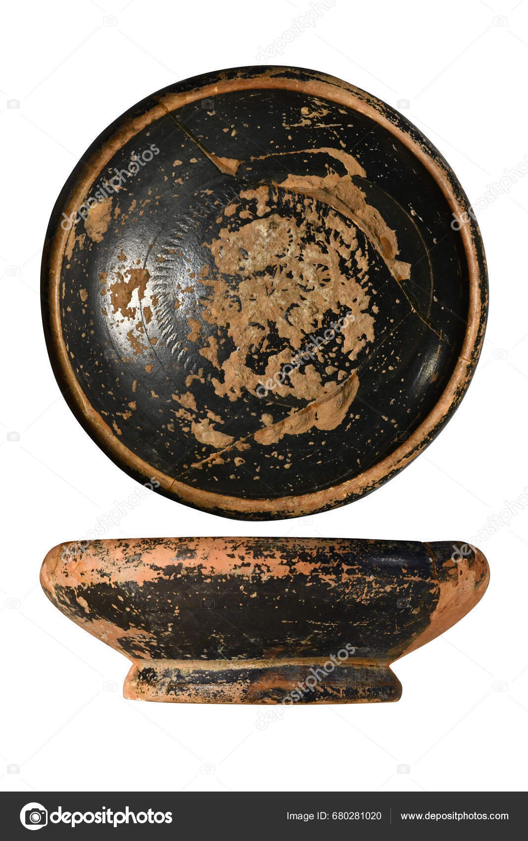 Ancient Greek Black Orange Bowl Pattern White Background — Stock Photo ...