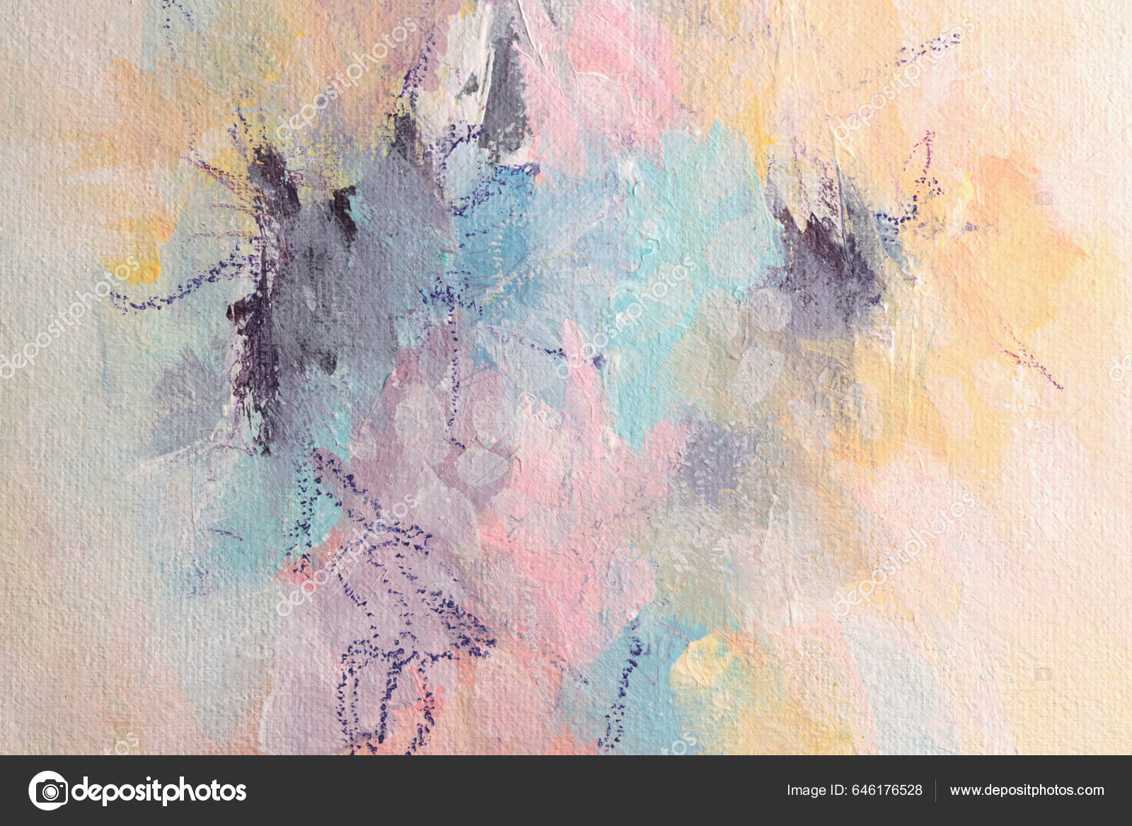 Art Oil Acrylic Smear Blot Canvas Painting Wall Abstract Pastel Stock ...