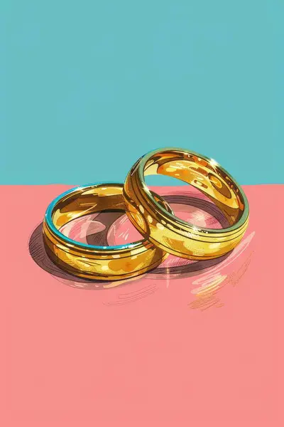 Cartoon Wedding Rings Together