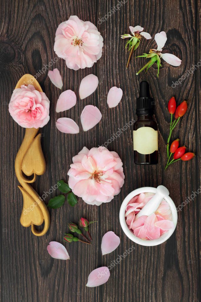 Esencia de flor de rosa con flores para aromaterapia aceite esencial y ...