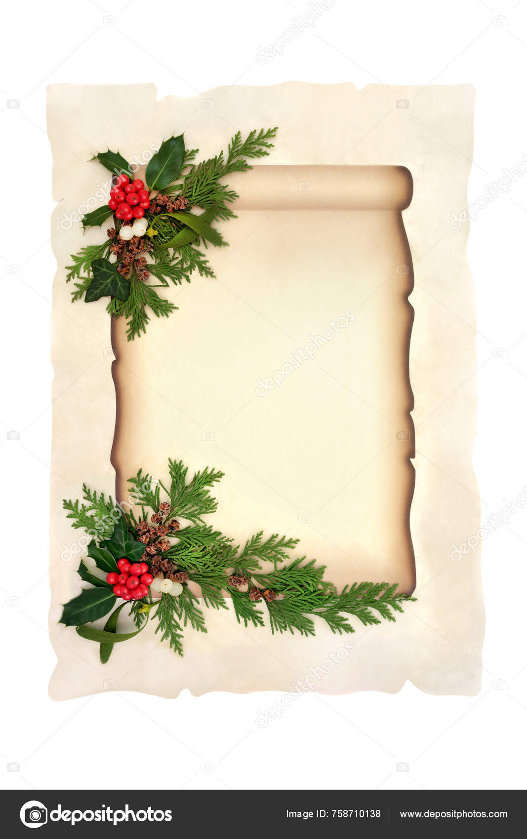 Christmas Festive Parchment Paper Scroll Party Invitation Santa Letter ...