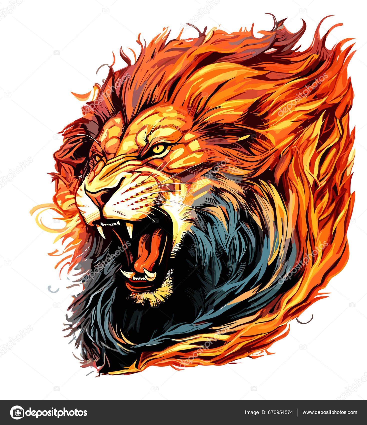 Image vectorielle Lion Est Roi Des Bêtes Portrait D'un Lion Méchant ...