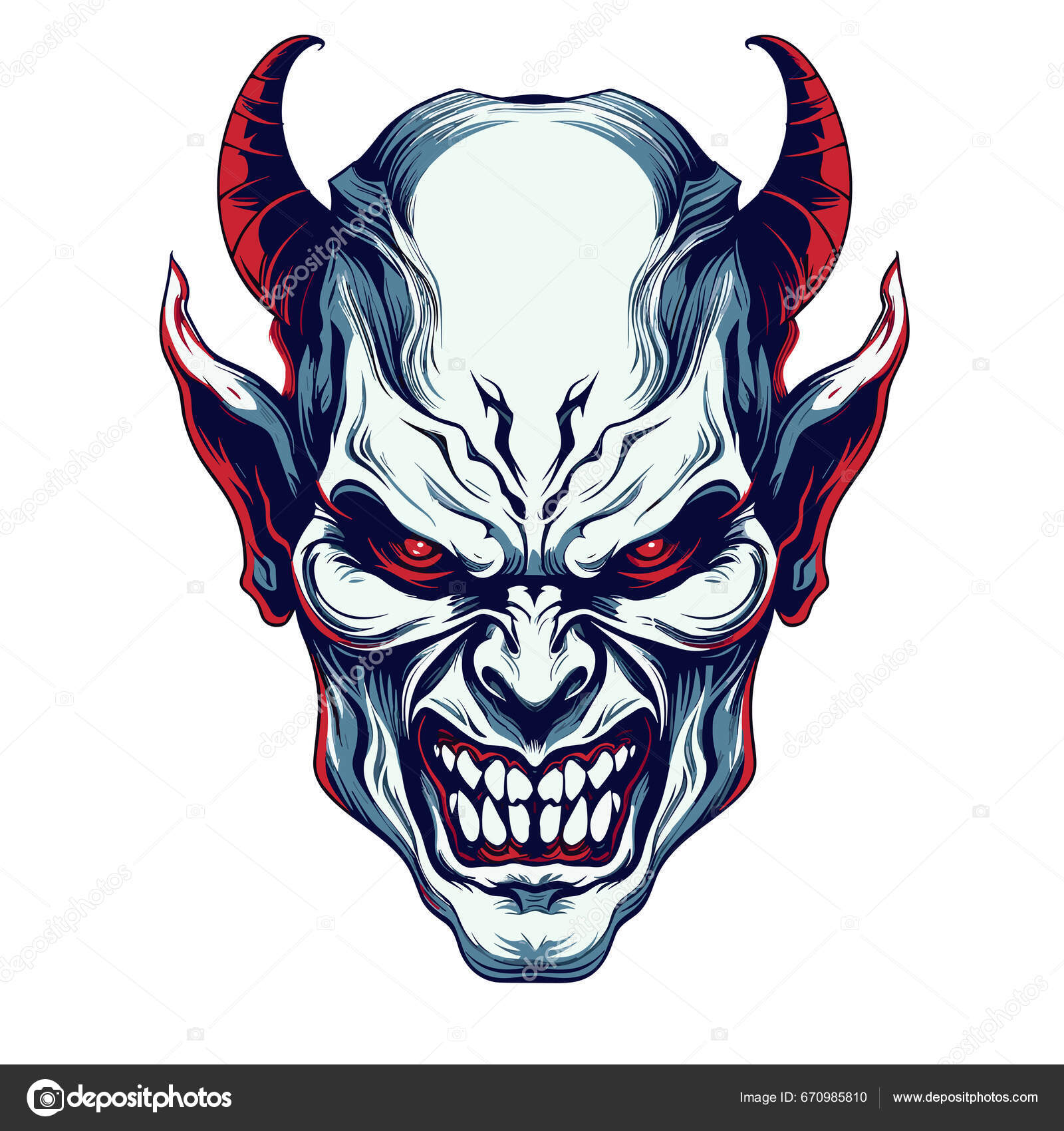 Señor Las Tinieblas Retrato Grotesco Del Diablo Estilo Arte Línea ...