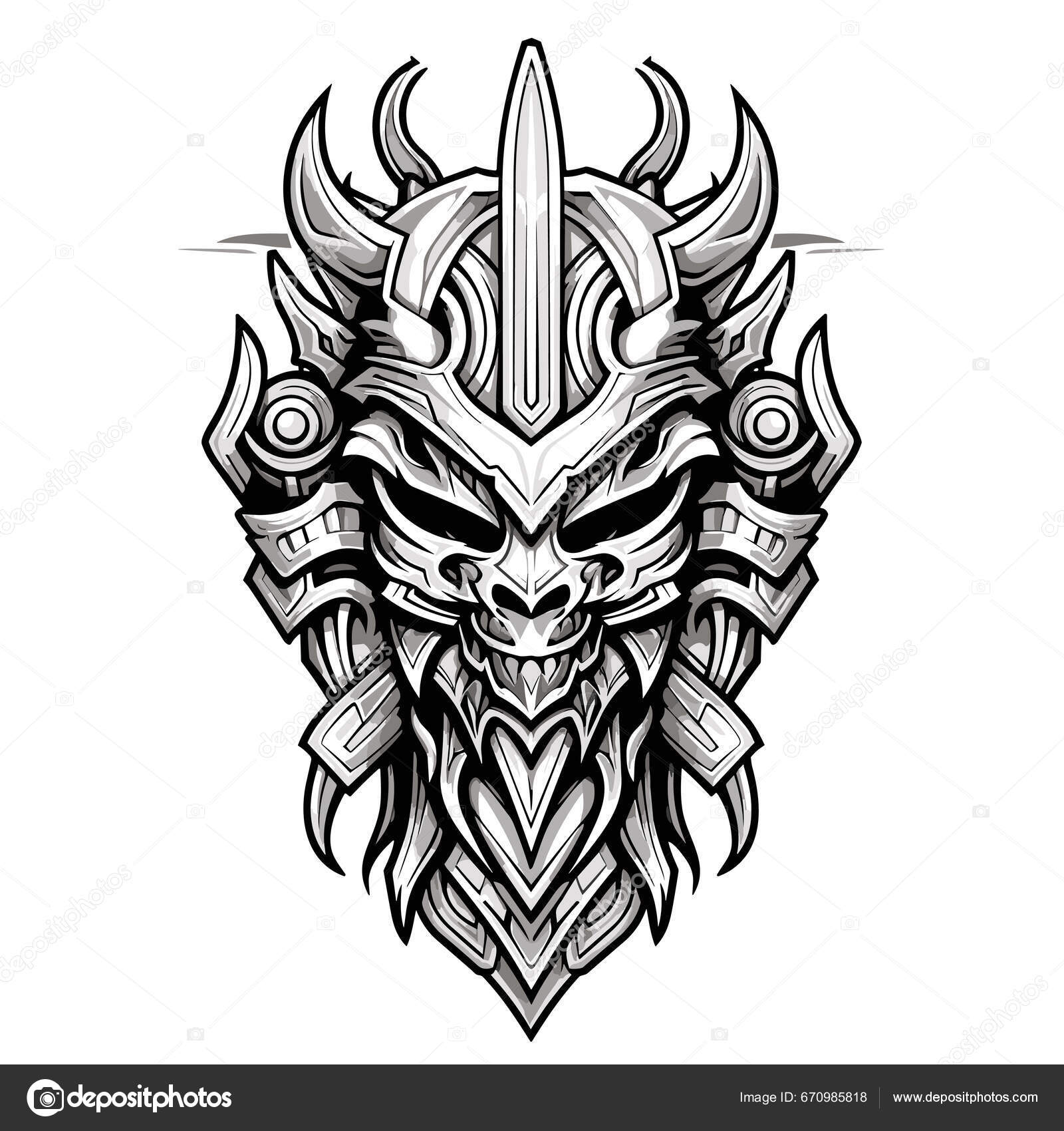 Señor Las Tinieblas Retrato Grotesco Del Diablo Estilo Arte Línea ...