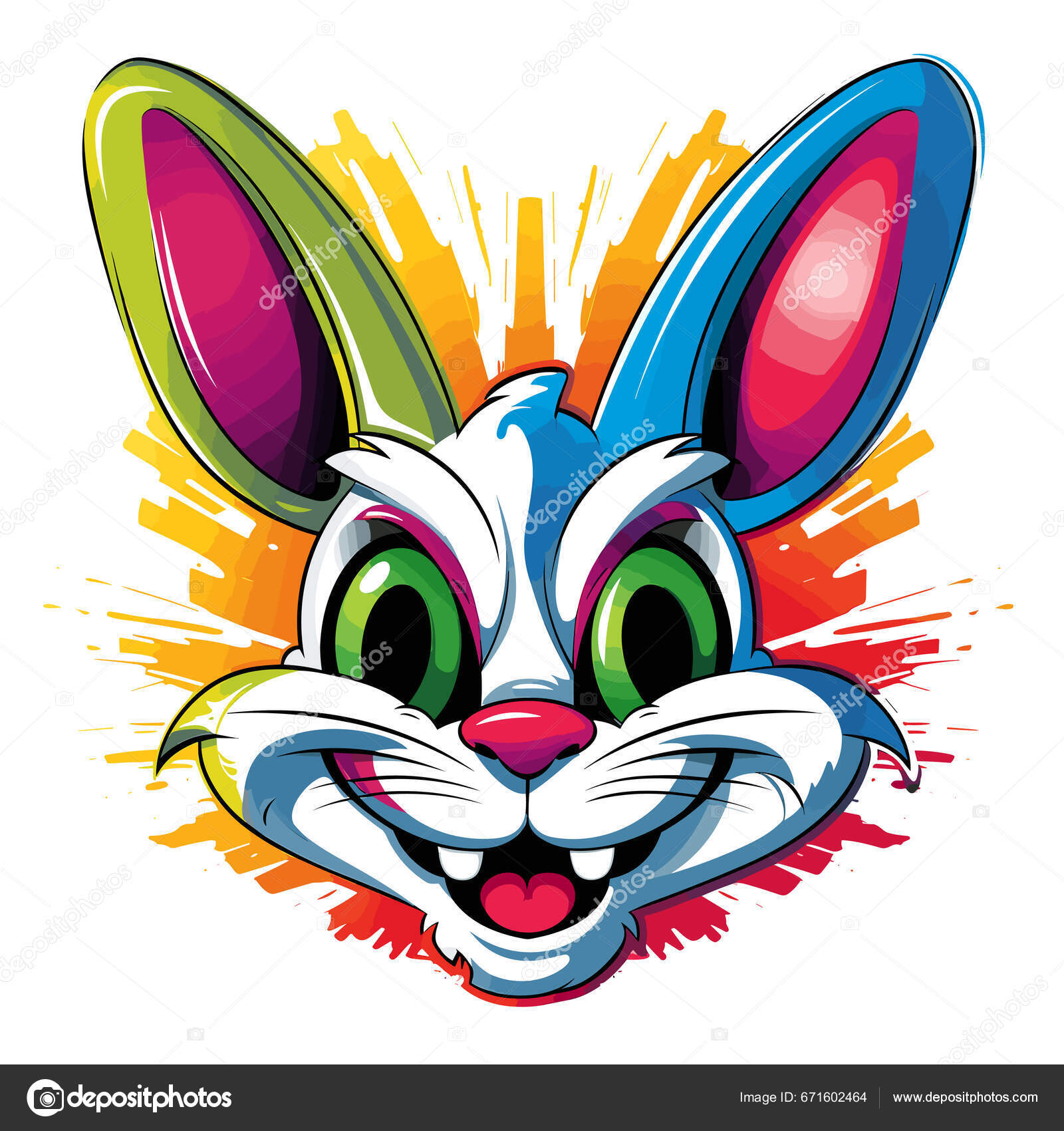 Lucu Dan Lucu Kartun Kelinci Vektor Gaya Seni Pop Templat Vektor Stok ...