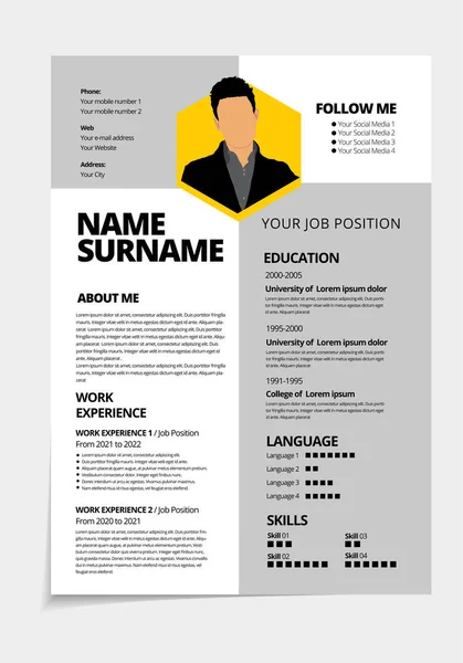 Resume Design Template Minimalist Business Layout Vector Job ...