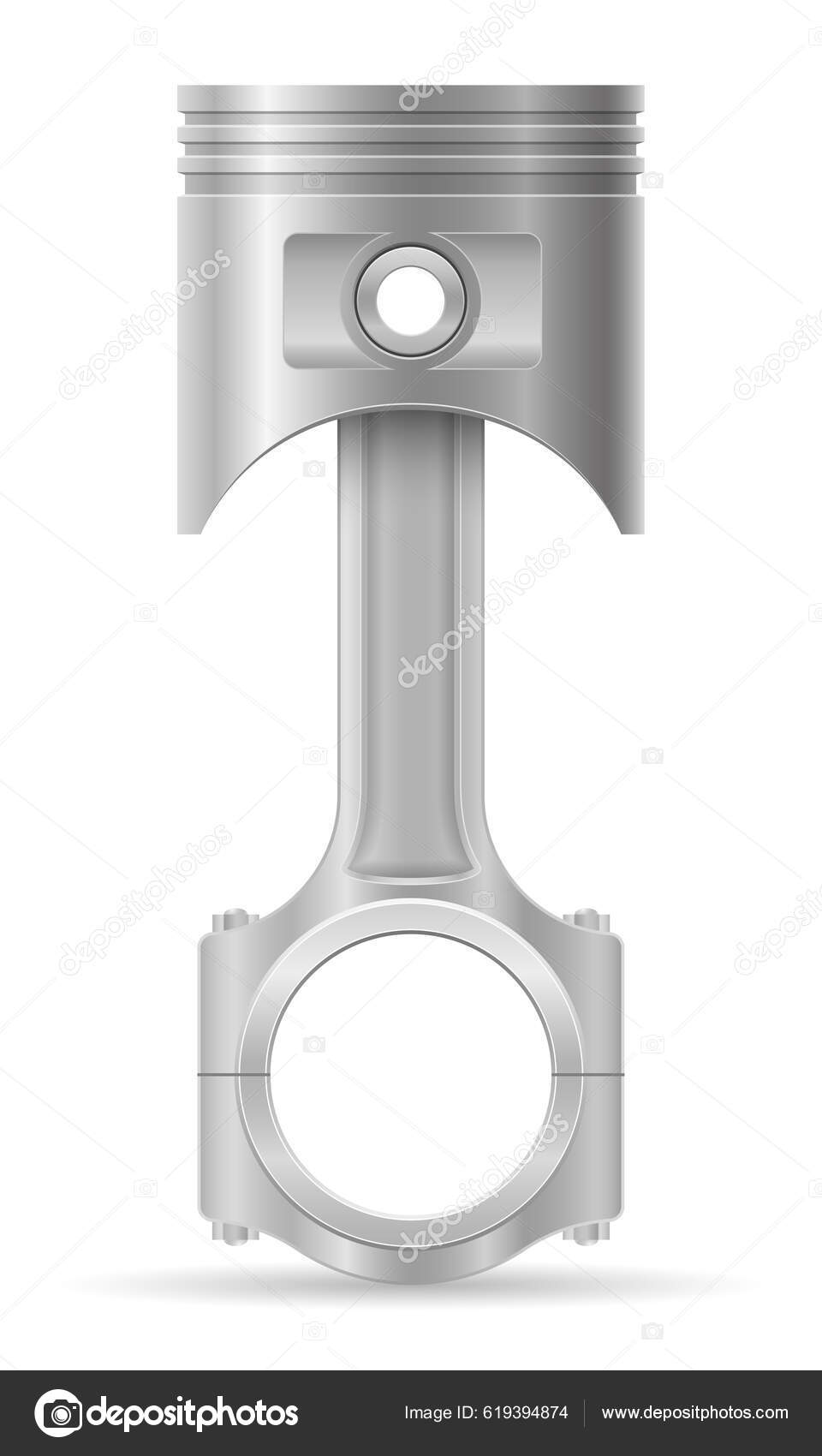 Pistón Con Una Parte Varilla Conexión Una Ilustración Vector Culata ...