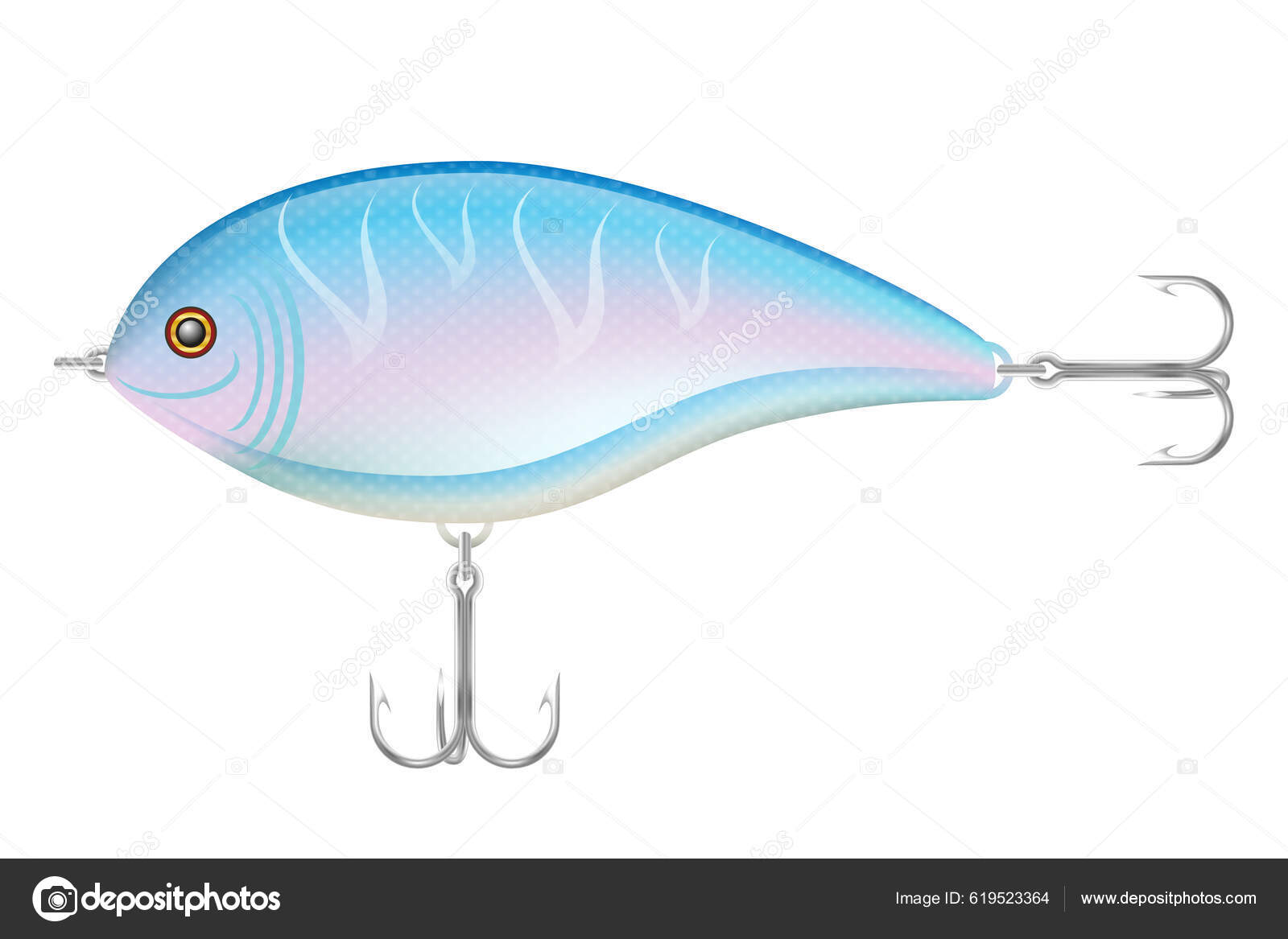 Colored Plastic Wobbler Triple Hook Catching Fish Vector Illustration ...