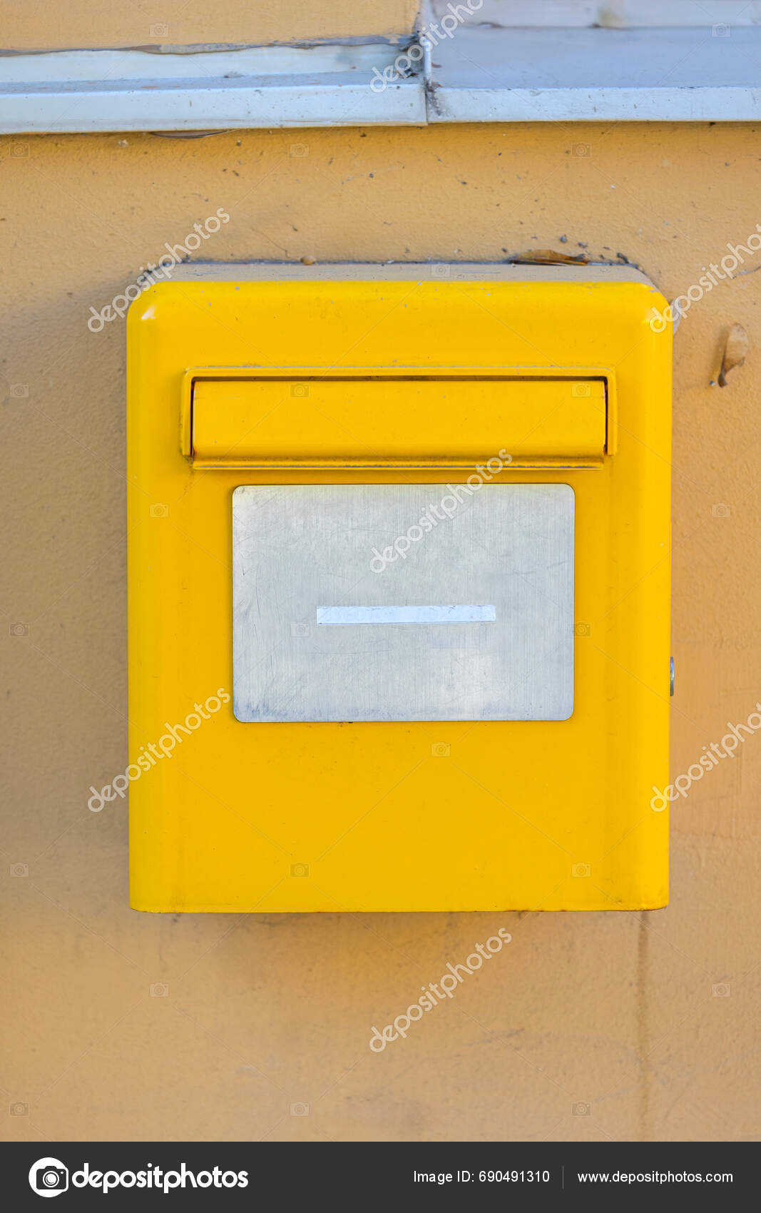 Serbian Post Yellow Mail Box Mounted Building Wall — Stock Photo ...